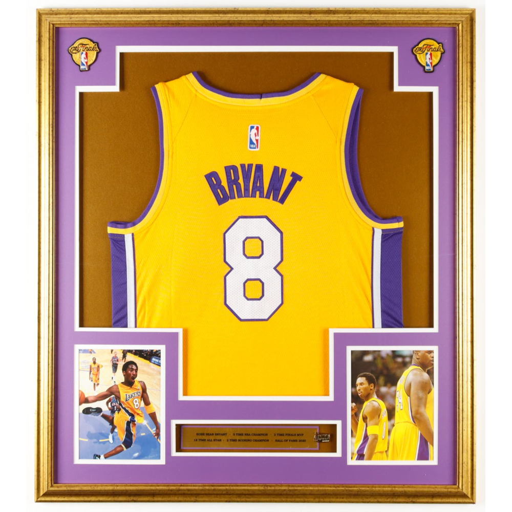 Kobe Bryant Lakers Custom Framed Jersey Display With 2002 NBA Finals ...