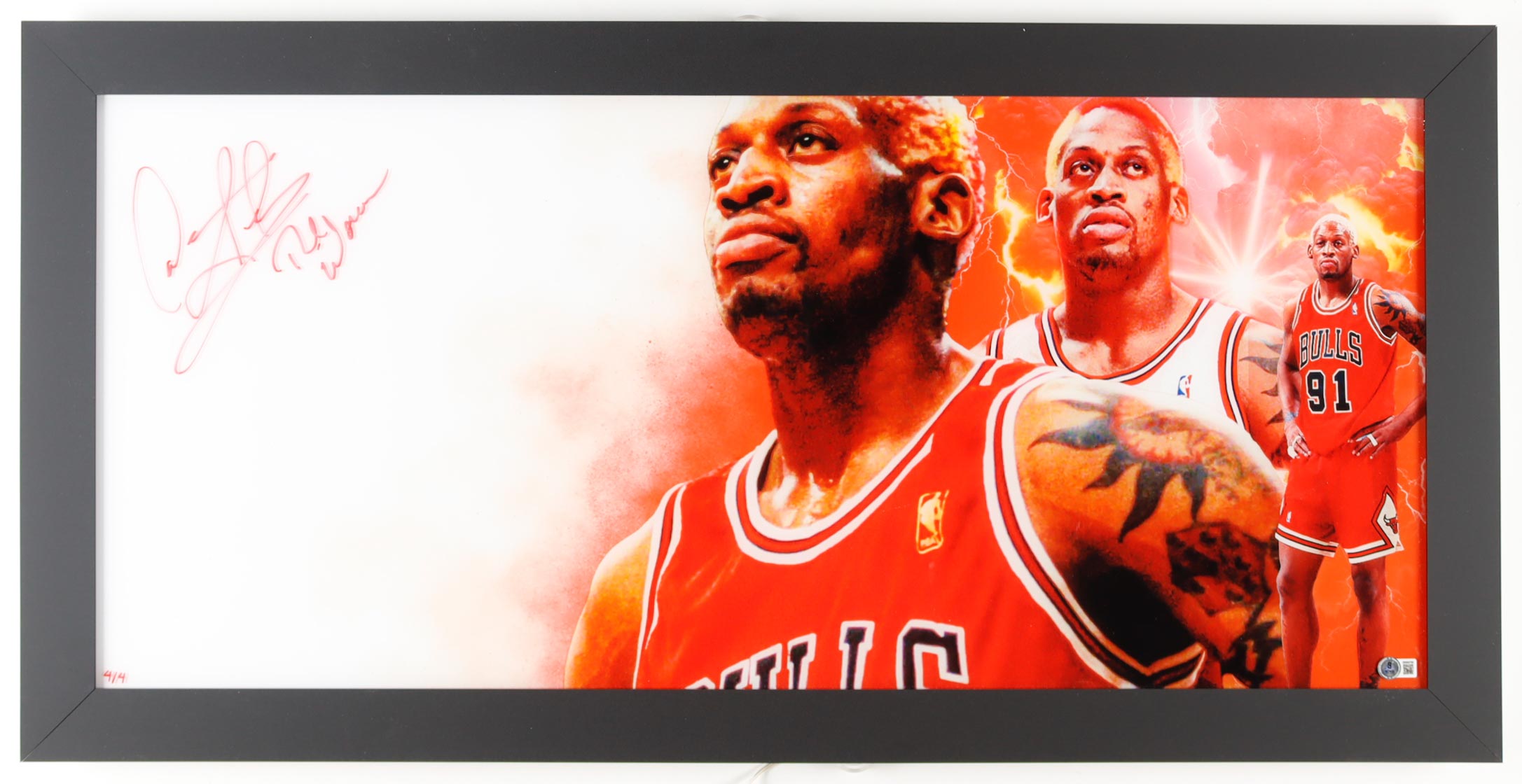 Dennis Rodman Signed LE Bulls Custom Framed LED Backlit Acrylic Photo ...