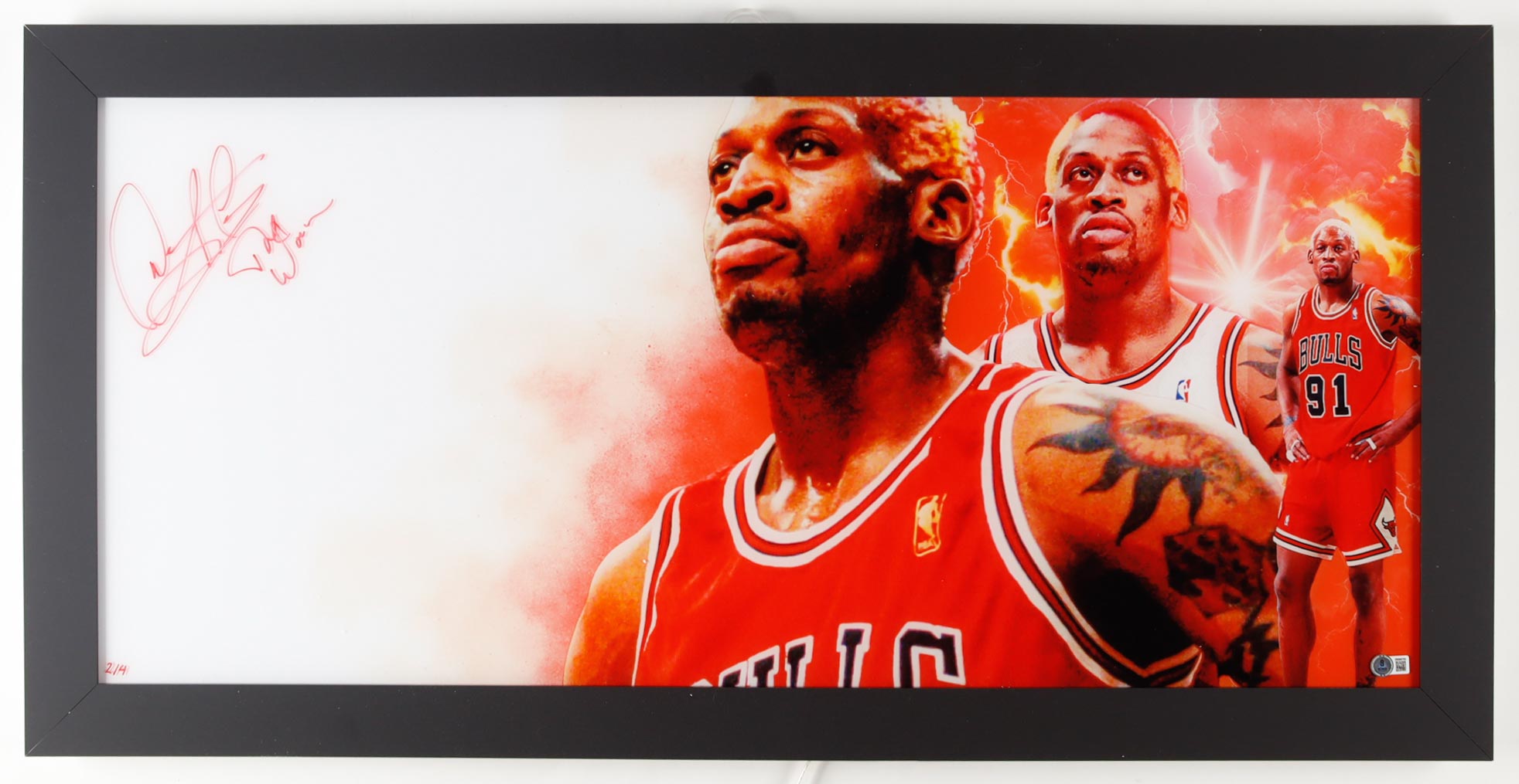 Dennis Rodman Signed LE Bulls Custom Framed LED Backlit Acrylic Photo ...