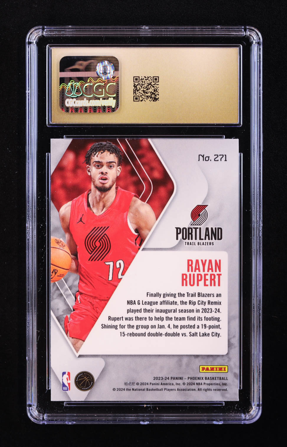 Rayan Rupert 2023-24 Panini Phoenix Prizms Red Ice #271 RC (CGC ...
