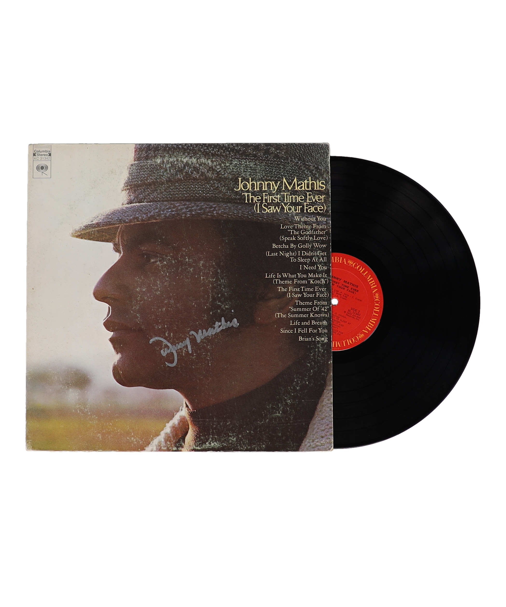 Johnny Mathis Signed "The First Time Ever (I Saw Your Face)" Vinyl ...