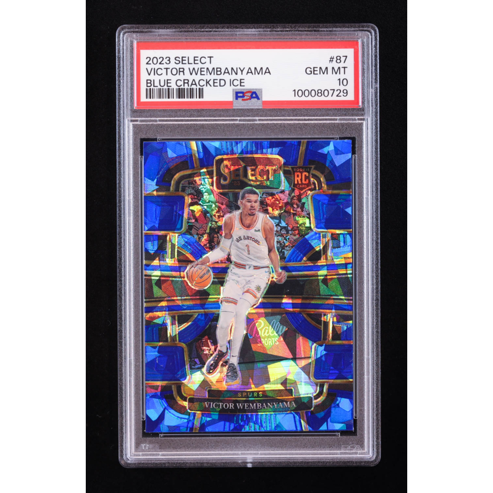 Victor Wembanyama 20023-24 Select Prizms Blue Cracked Ice #87 RC (PSA ...