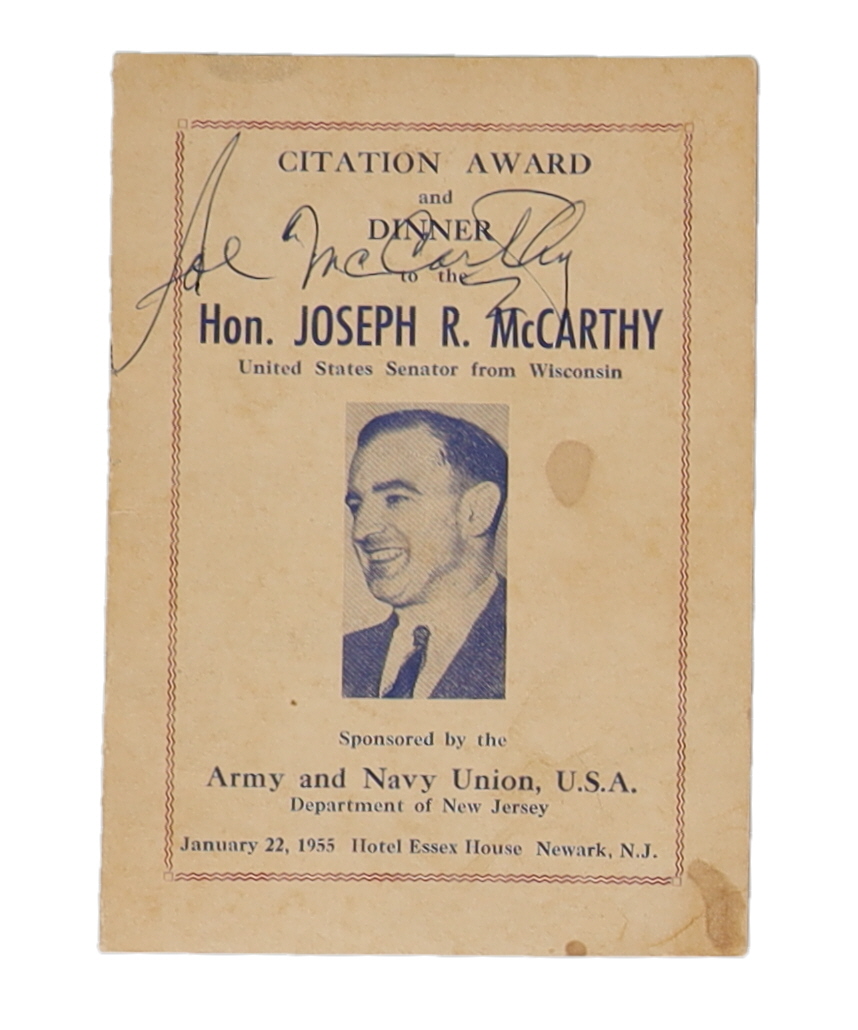 Joseph McCarthy Signed 1955 Testimonial Dinner Program (JSA) | Pristine ...