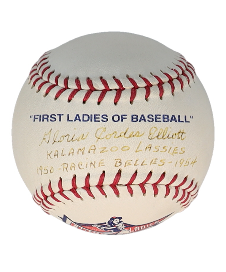 Gloria Cordes Elliott Signed First Ladies of Baseball Logo Baseball ...