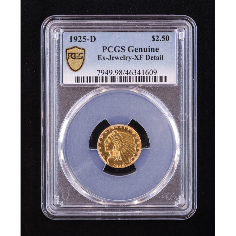 1925-D U.S. Indian Quarter Eagle $2.50 Gold Coin - Ex-Jewelry - Gold ...