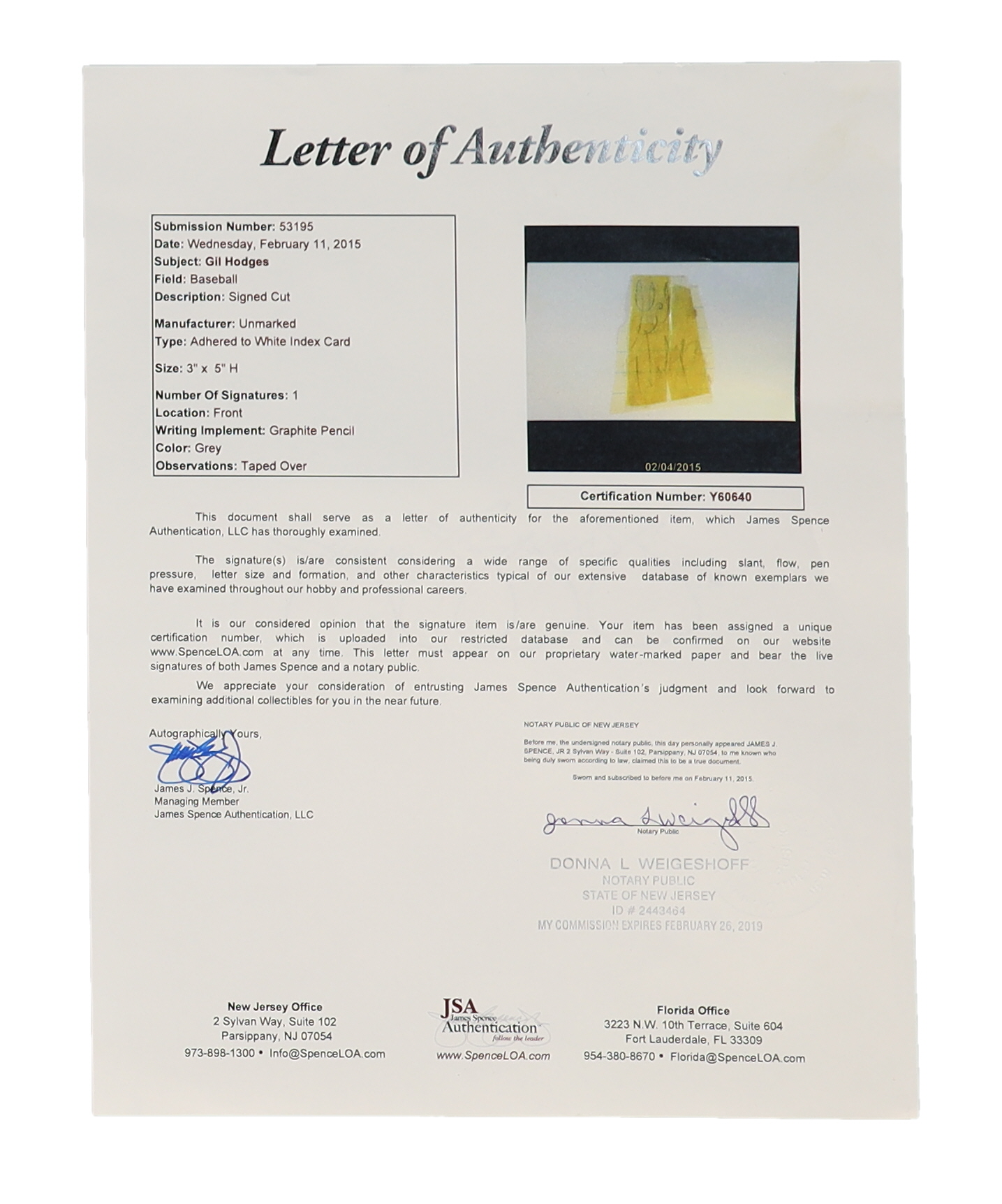 Gil Hodges Signed Cut (JSA) | Pristine Auction
