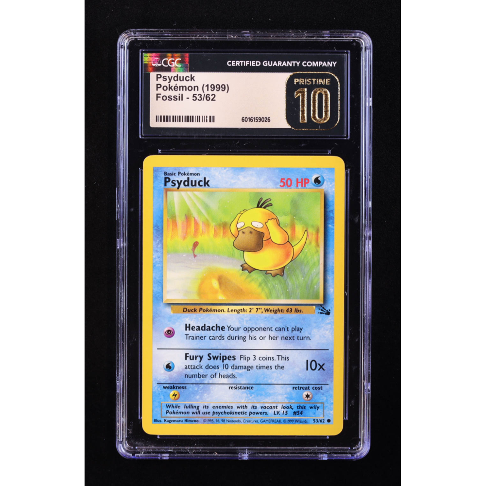 Psyduck Pokemon 1999 Fossil #53 (CGC 10 | Pristine Black Label ...