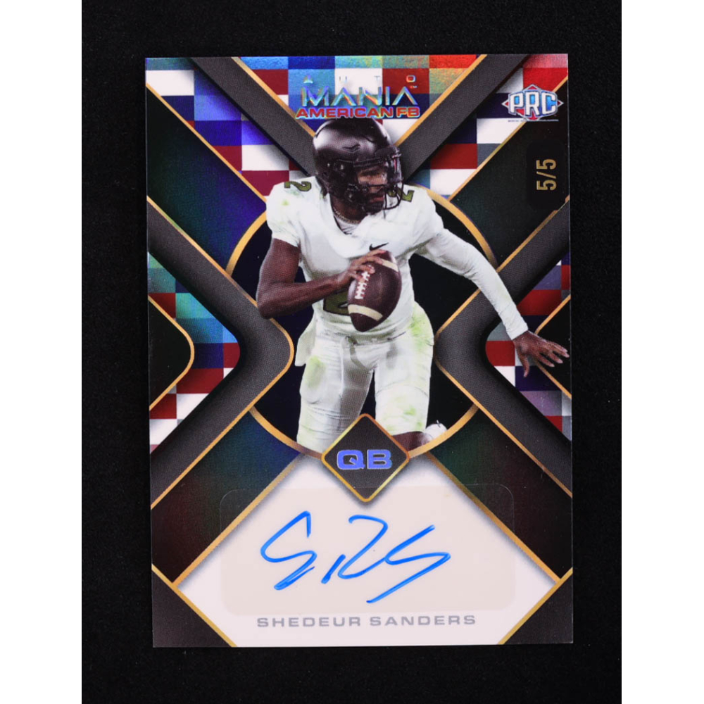 Shedeur Sanders 2024 Wild Card Auto Mania Autographs Red White Blue Squares #AMATSS RC #5/5 ...
