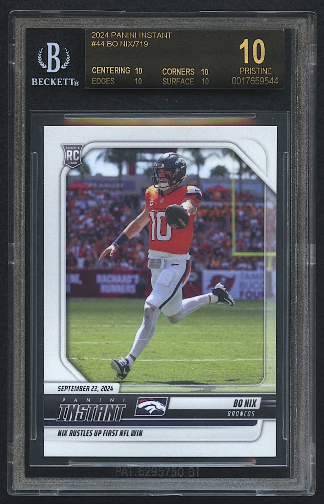 Bo Nix 2024 Panini Instant #44 RC (BGS Black Label 10) | Pristine Auction