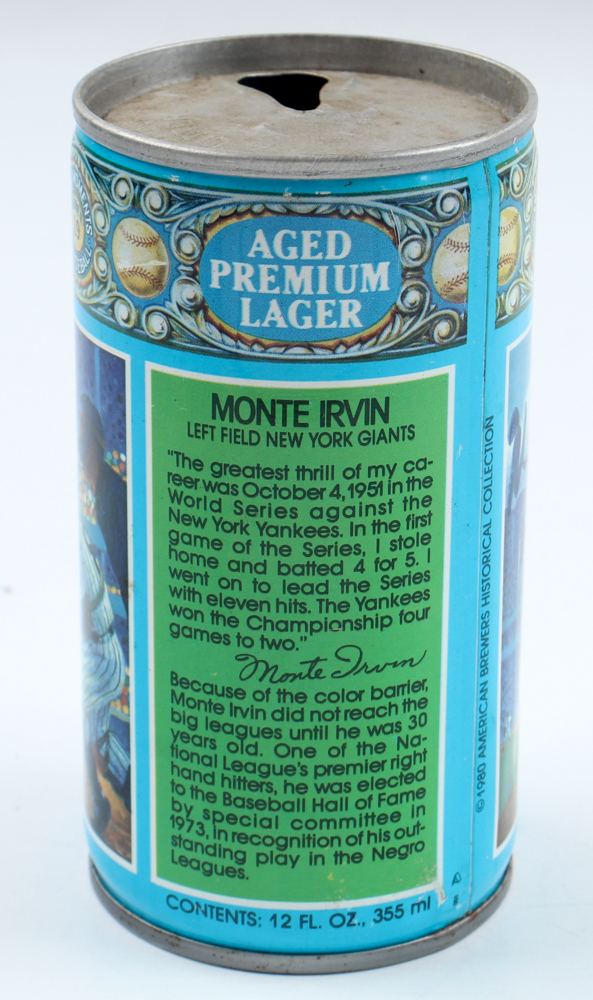 Monte Irvin Signed 1980 Vintage Casey's Lager Beer Can Inscribed "HOF ...