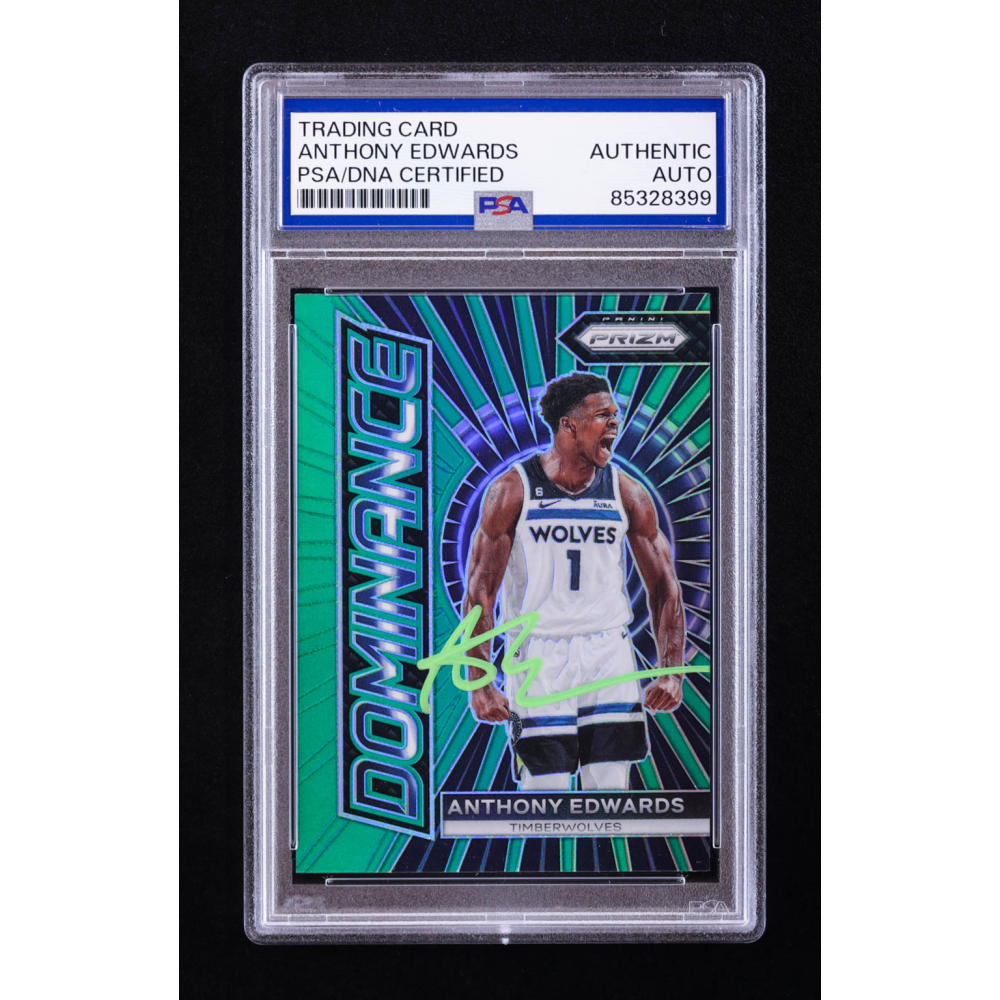 Anthony Edwards Signed 2023-24 Panini Prizm Dominance Prizms Green #15 ...