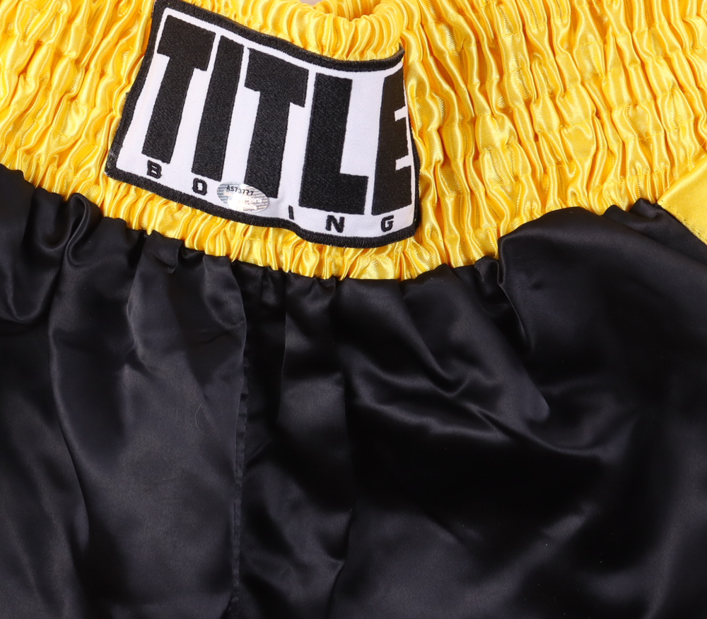 Oliver McCall Signed Title Boxing Trunks Inscribed "Atomic Bull ...