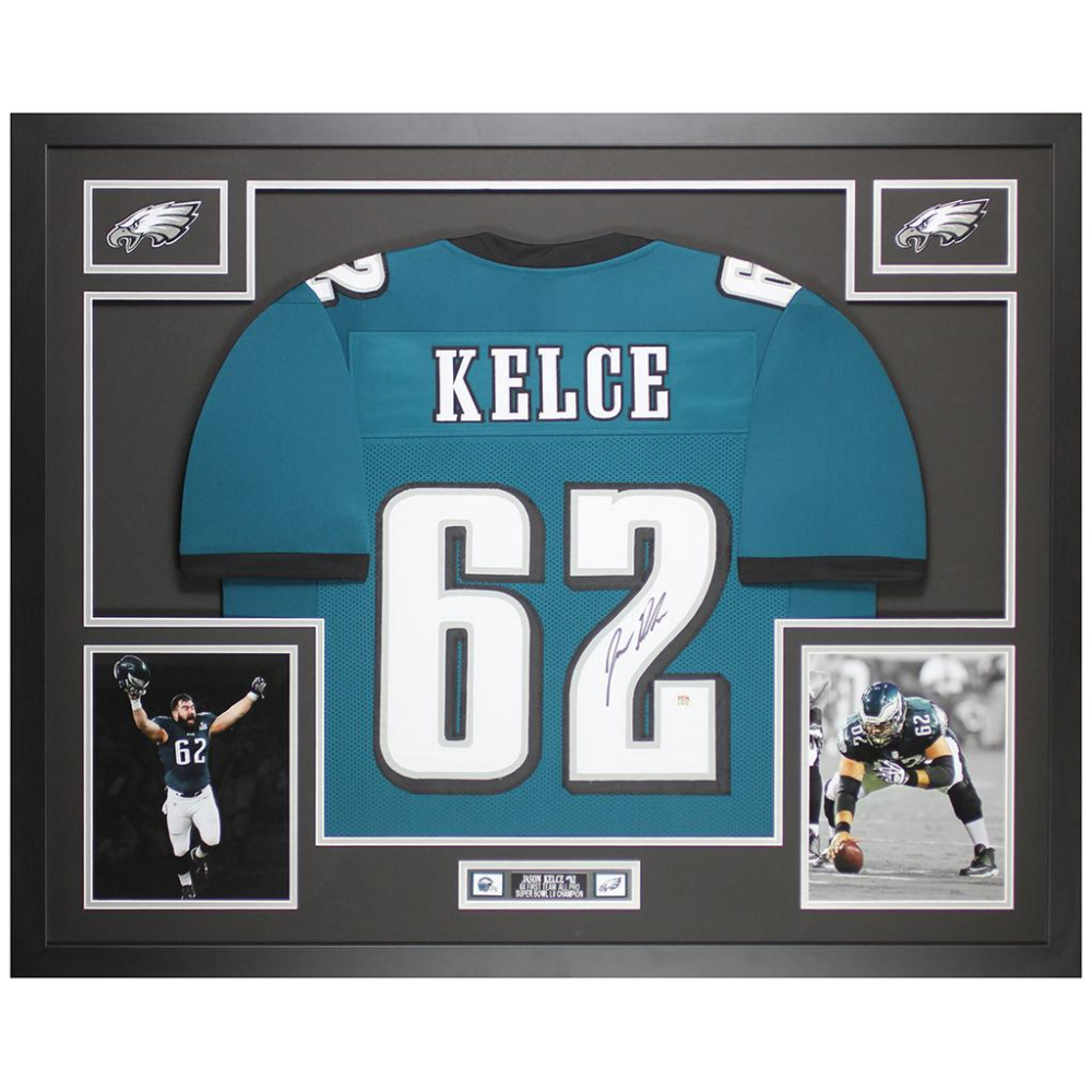 Jason Kelce Signed Custom Framed Jersey Display (PSA) | Pristine Auction