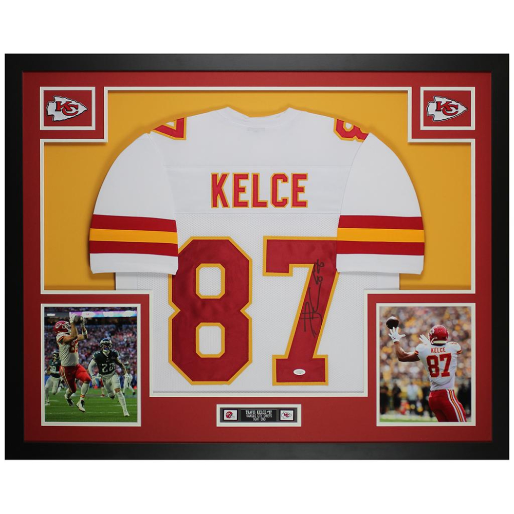 Travis Kelce Signed Custom Framed Jersey Display (JSA) | Pristine Auction