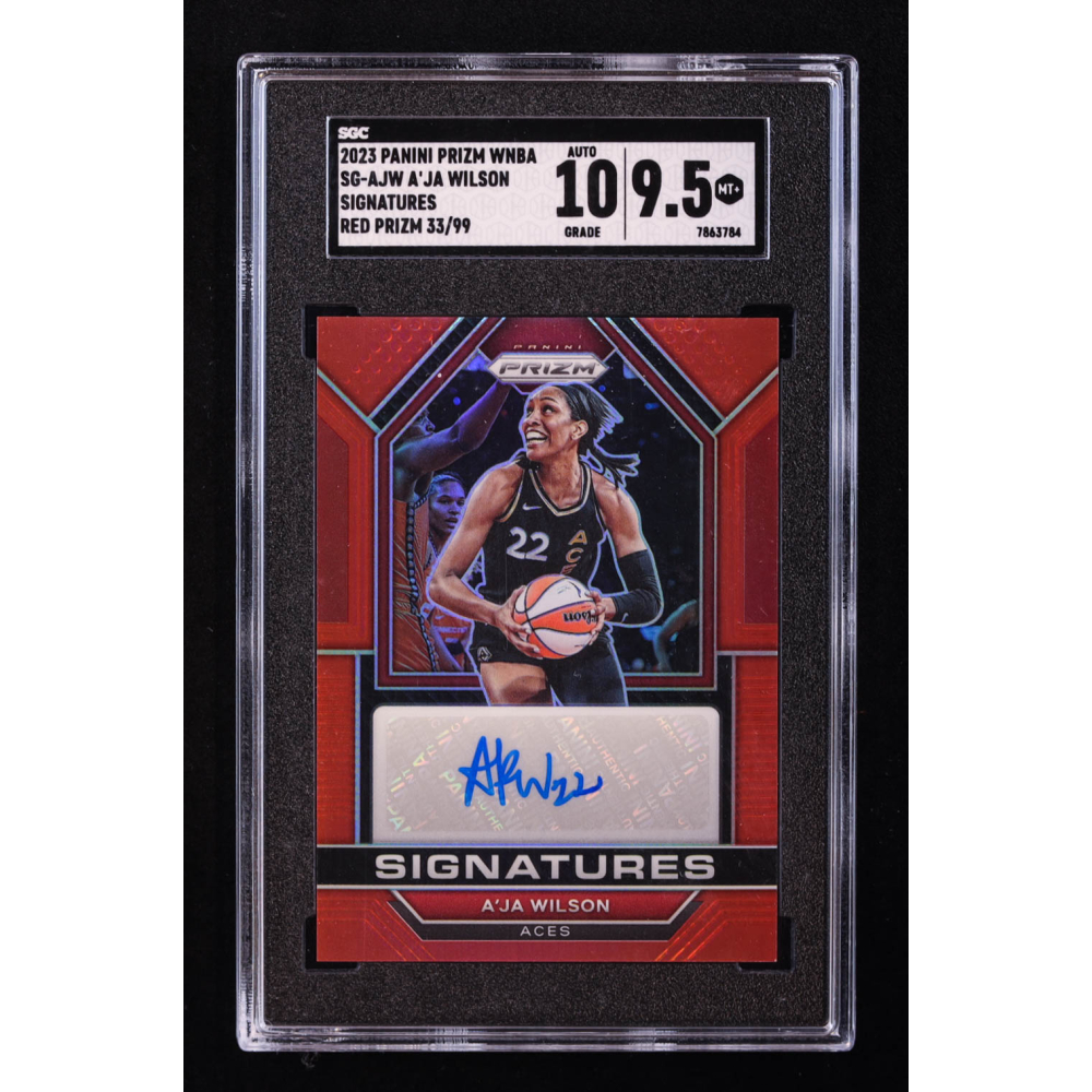 A'ja Wilson 2023 Panini Prizm WNBA Signatures Prizms Red #4 #33/99 (SGC ...