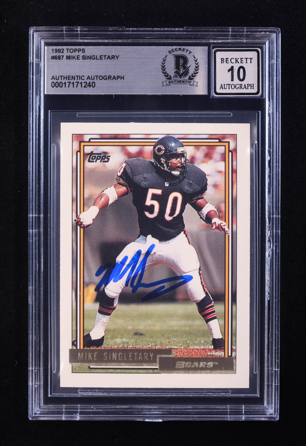 Mike Singletary Signed 1992 Topps #687 (BGS | Auto 10) | Pristine Auction