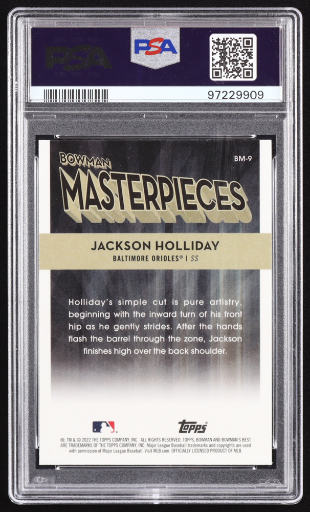 Jackson Holliday 2022 Bowman's Best Bowman Masterpieces #BM9 RC (PSA 10 ...