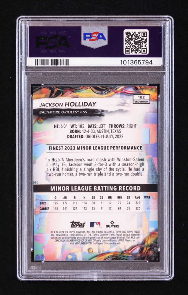 Jackson Holliday 2024 Finest Purple Checkerboard Refractors #162 RC #60 ...