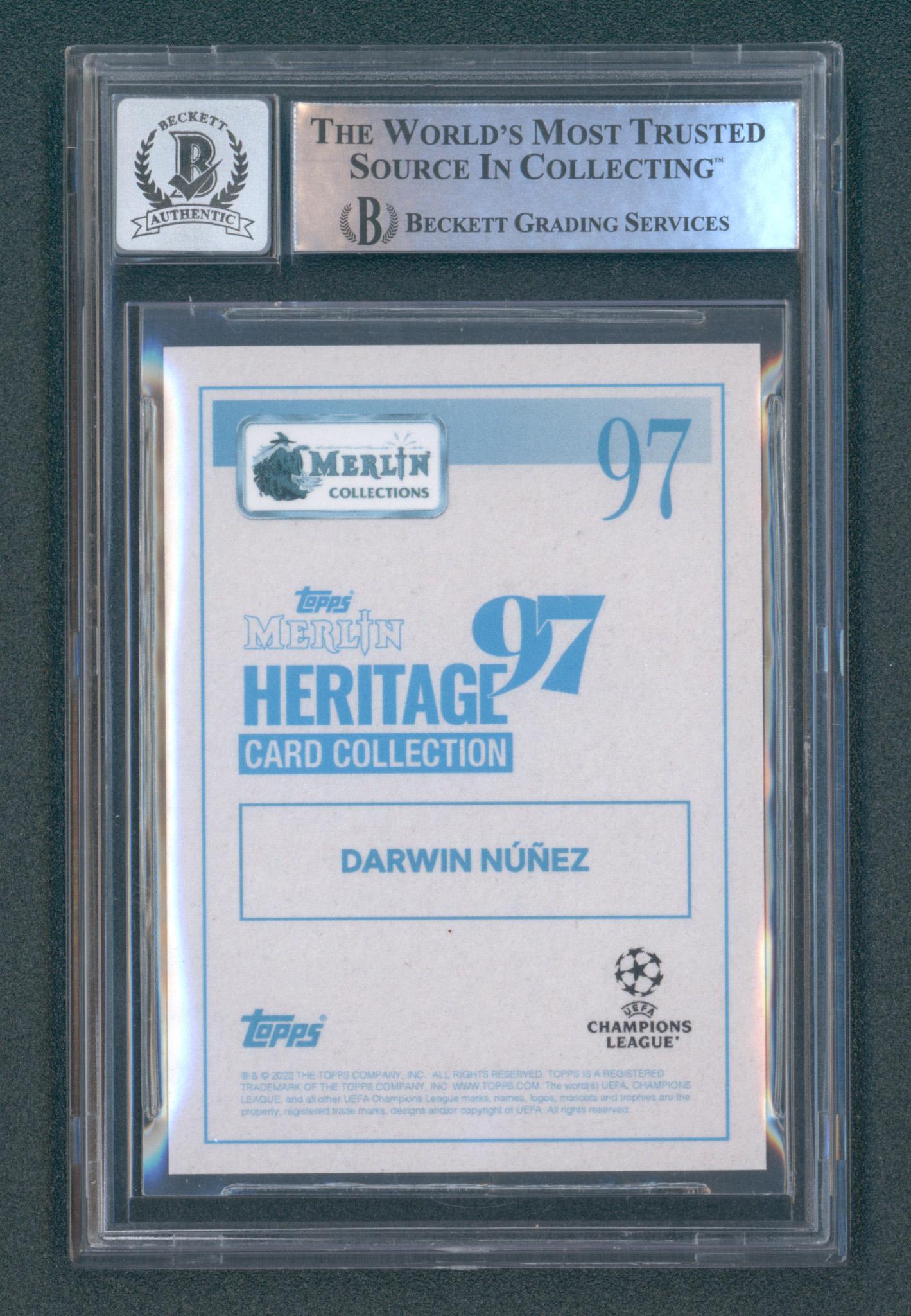 Darwin Nunez Signed 2021-22 Topps Merlin Heritage 97 UCL #97 (BGS ...
