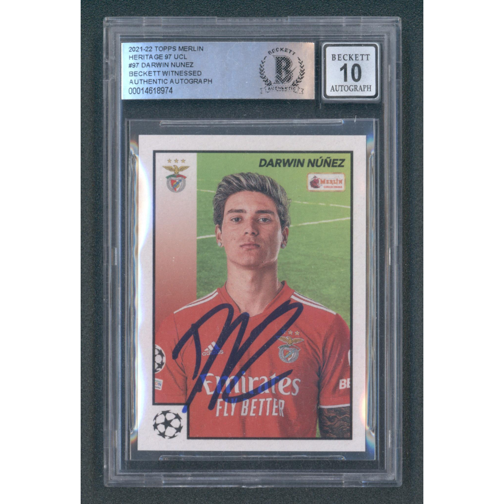 Darwin Nunez Signed 2021-22 Topps Merlin Heritage 97 UCL #97 (BGS ...