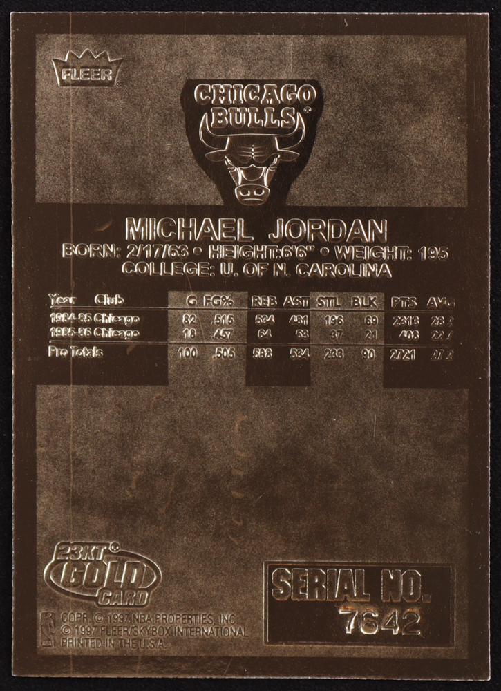 Michael Jordan 1997 Fleer Premier Signature Series Red Holo Refractor ...