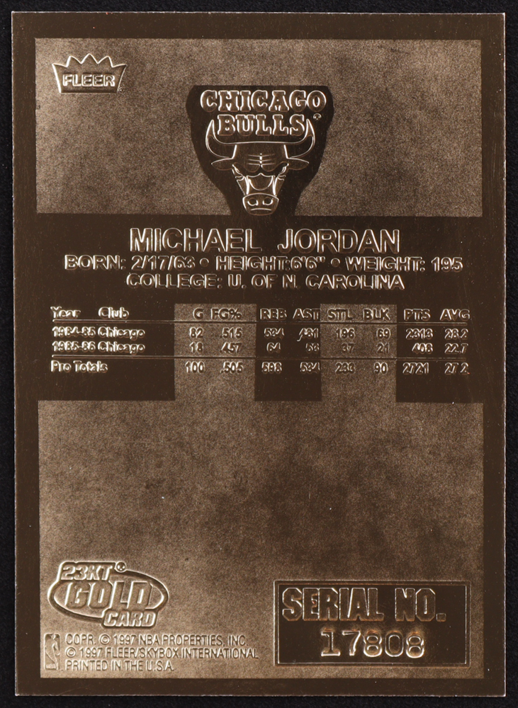 Michael Jordan 1997 Fleer Premier Signature Series Holo Prism Refractor ...