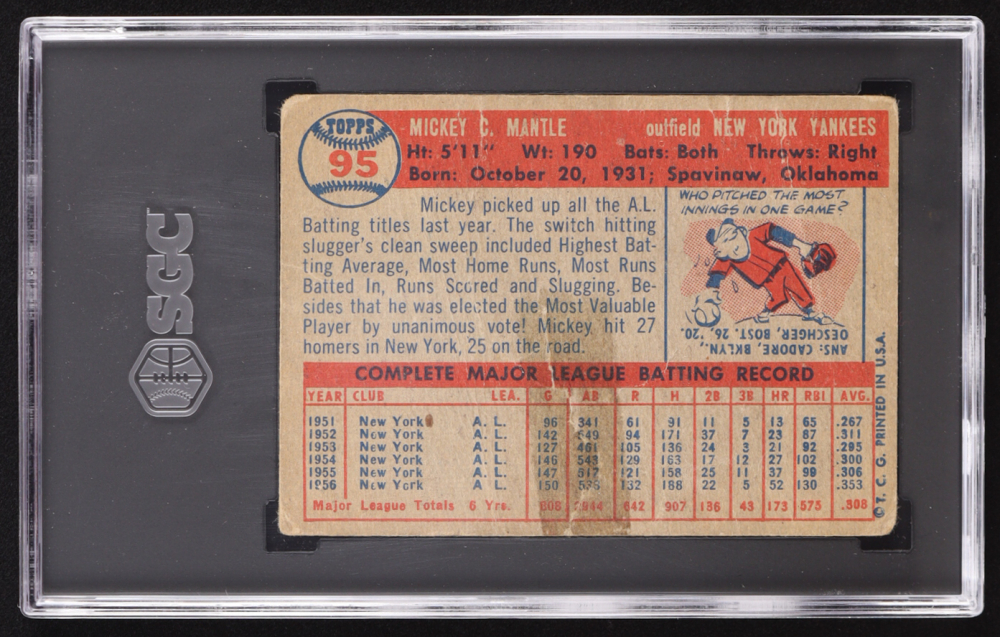 Mickey Mantle 1957 Topps #95 (SGC) | Pristine Auction