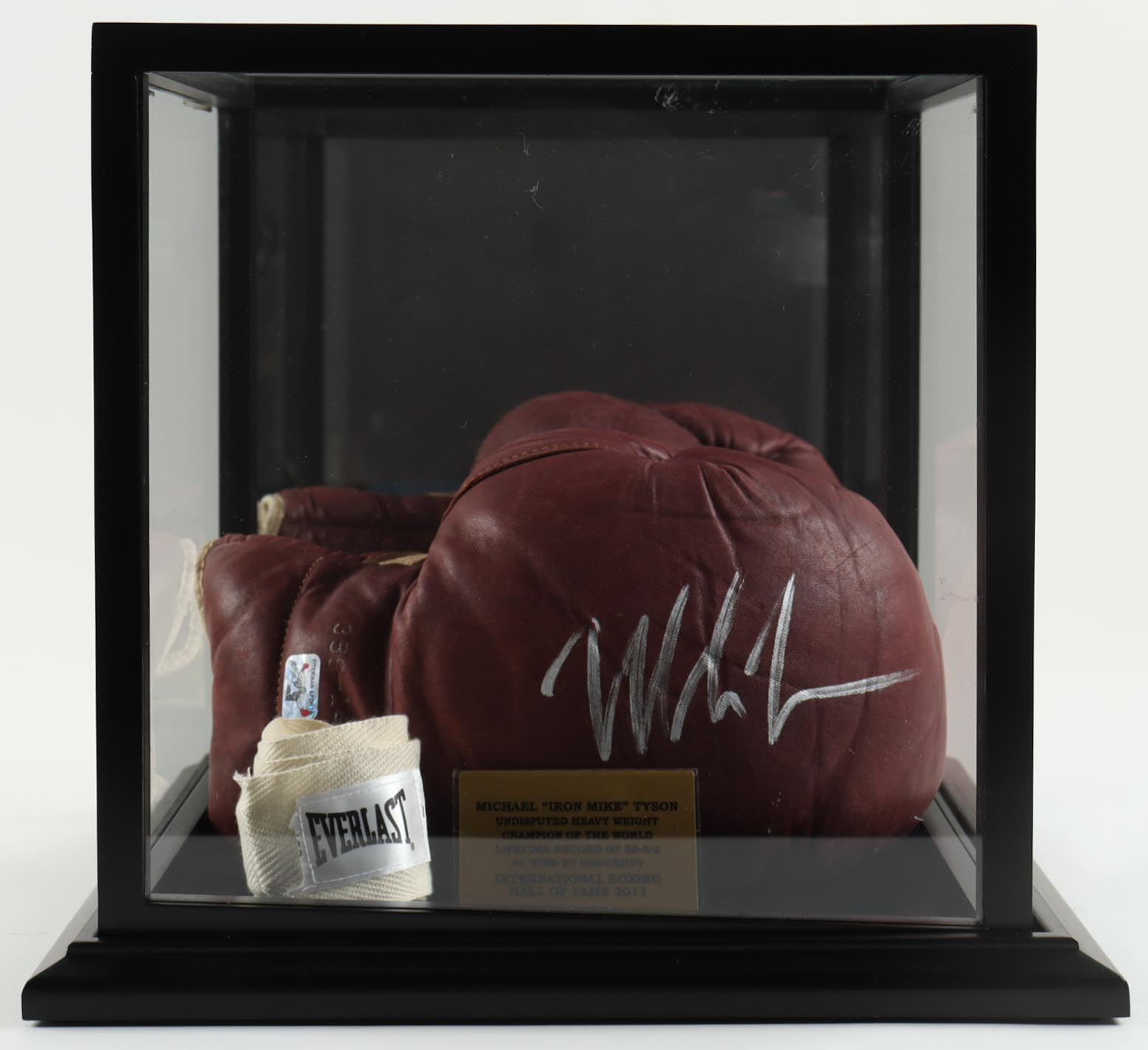 Mike Tyson Signed Vintage Burgundy Boxing Glove with Everlast Wrist ...