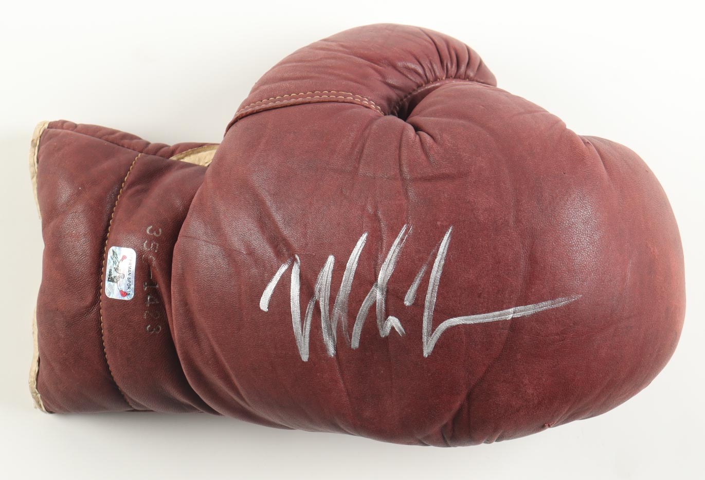 Mike Tyson Signed Vintage Burgundy Boxing Glove with Everlast Wrist ...