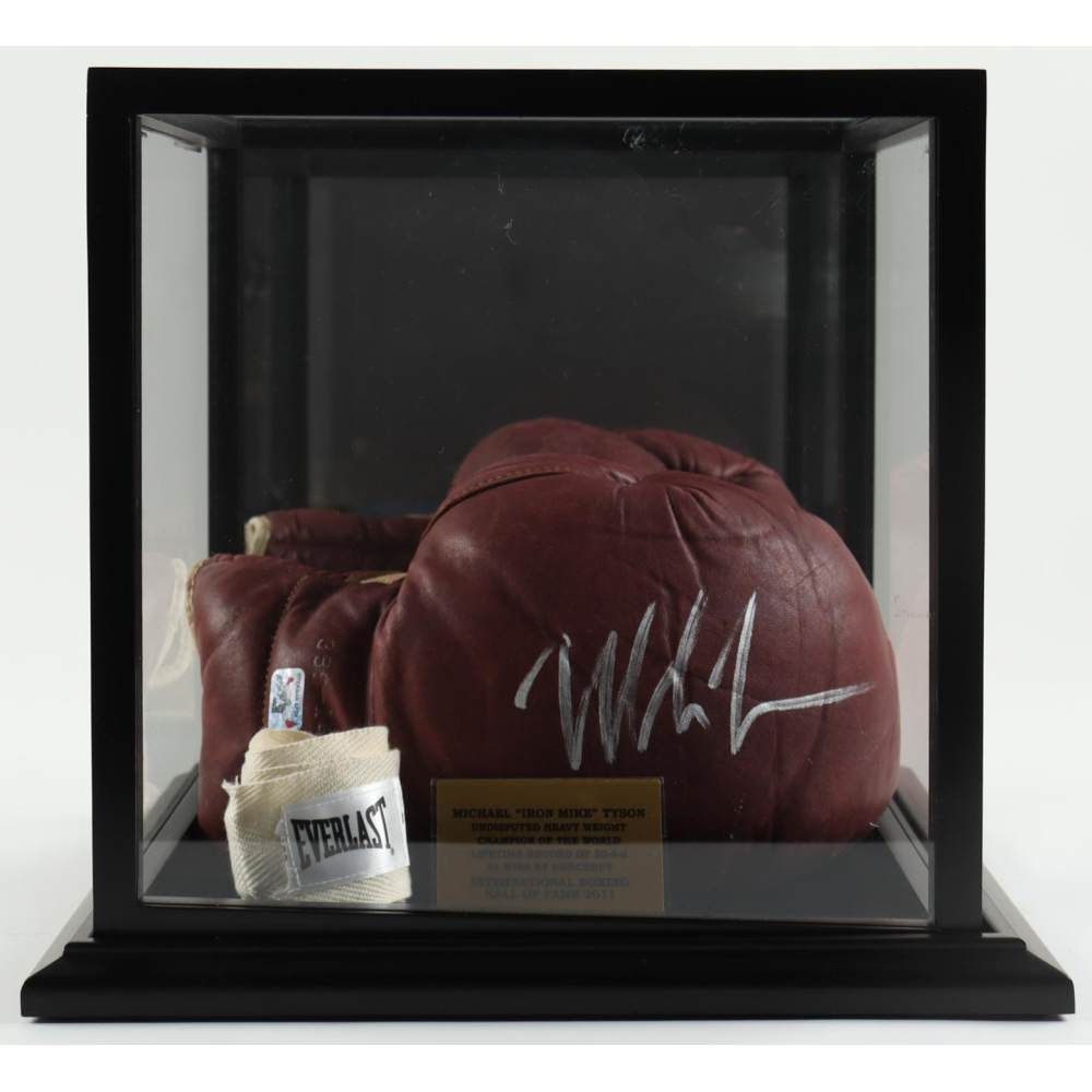 Mike Tyson Signed Vintage Burgundy Boxing Glove with Everlast Wrist ...