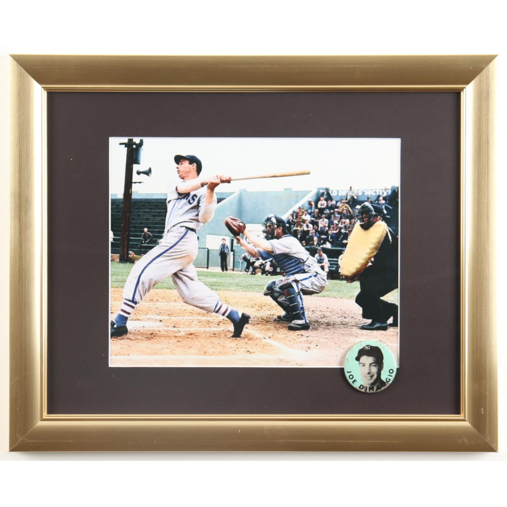 Joe DiMaggio Home Run Swing Custom Framed Colorized Photo with Original ...