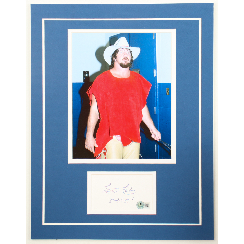 Terry Funk Signed Custom Matted Index Card Display Inscribed "Best Ever ...
