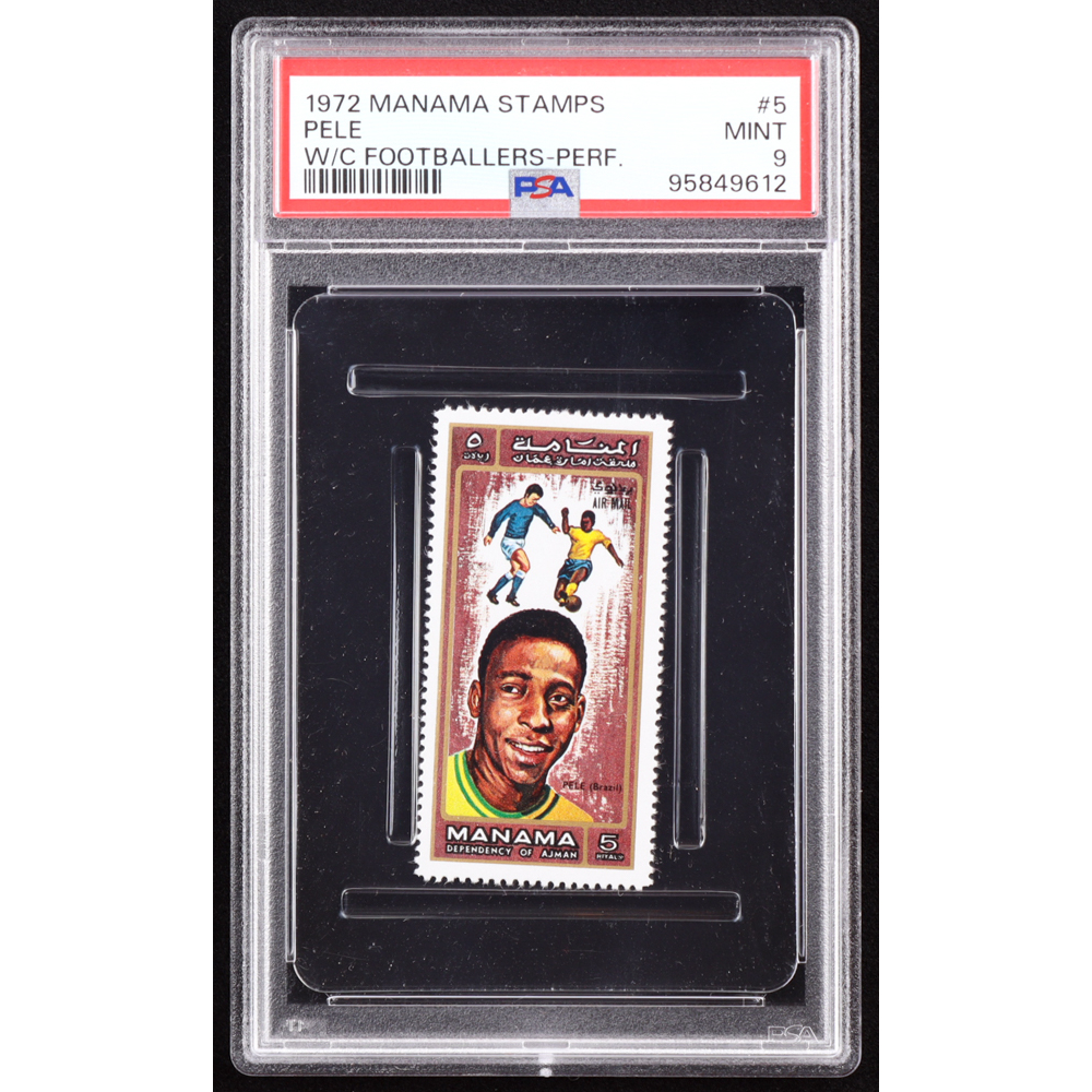 Pele 1972 Manama Stamps World Cup Footballers #5 (PSA 9) | Pristine Auction