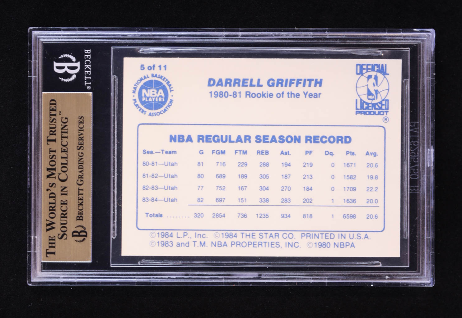 Darrell Griffith 1985 Star Last 11 ROY's #5 (BGS 9.5) | Pristine Auction