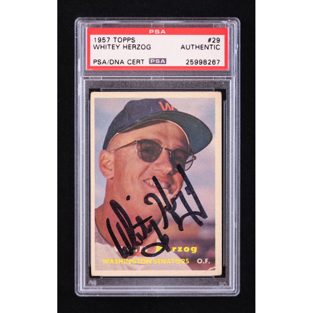 Whitey Herzog Signed 1957 Topps #29 RC (PSA) | Pristine Auction