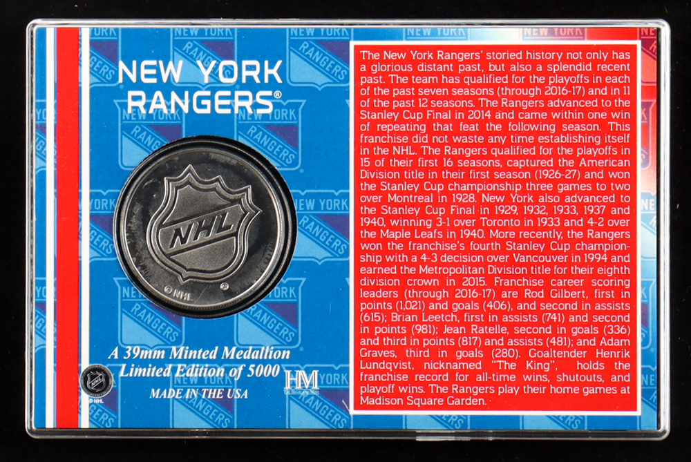 Rangers 4x Stanley Cup Champions Highland Mint Medallion Display ...