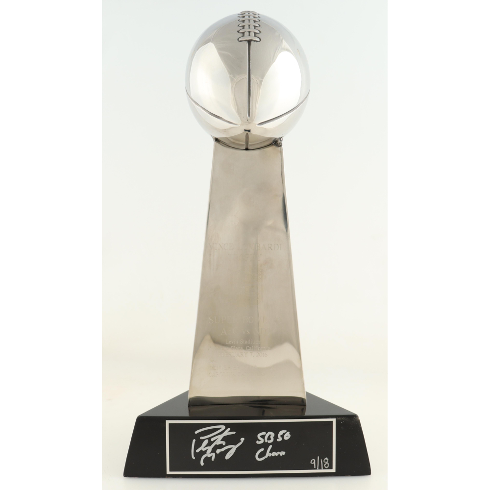 Peyton Manning Signed LE Super Bowl 50 Lombardi Trophy Inscribed "SB 50 ...
