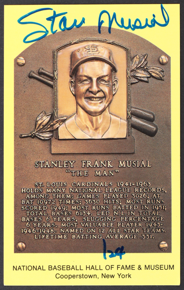 Stan Musial Signed Hall of Fame Plaque Postcard (JSA) | Pristine Auction