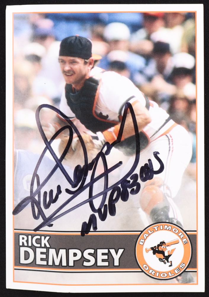 Rick Dempsey Signed Orioles 3.5x5 Photo Inscribed "MVP 83 WS" (Beckett ...