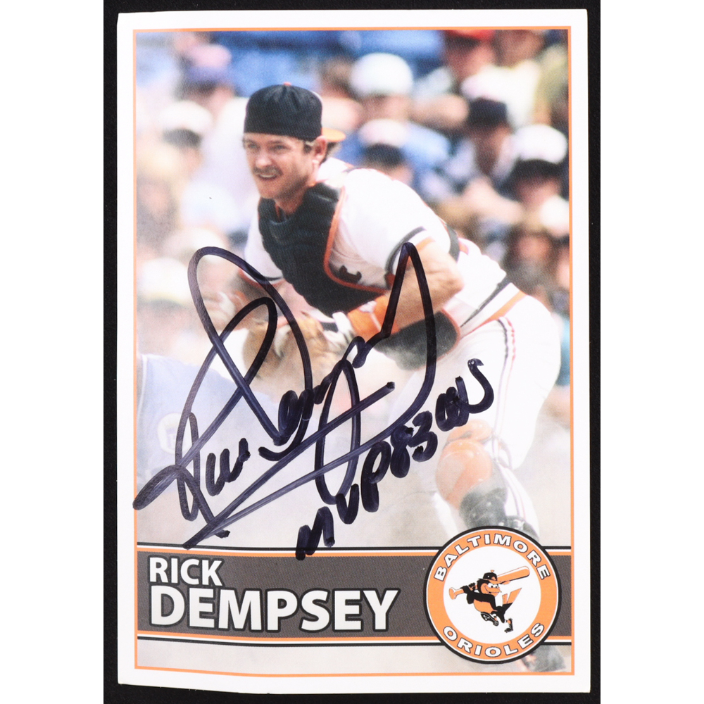 Rick Dempsey Signed Orioles 3.5x5 Photo Inscribed "MVP 83 WS" (Beckett ...