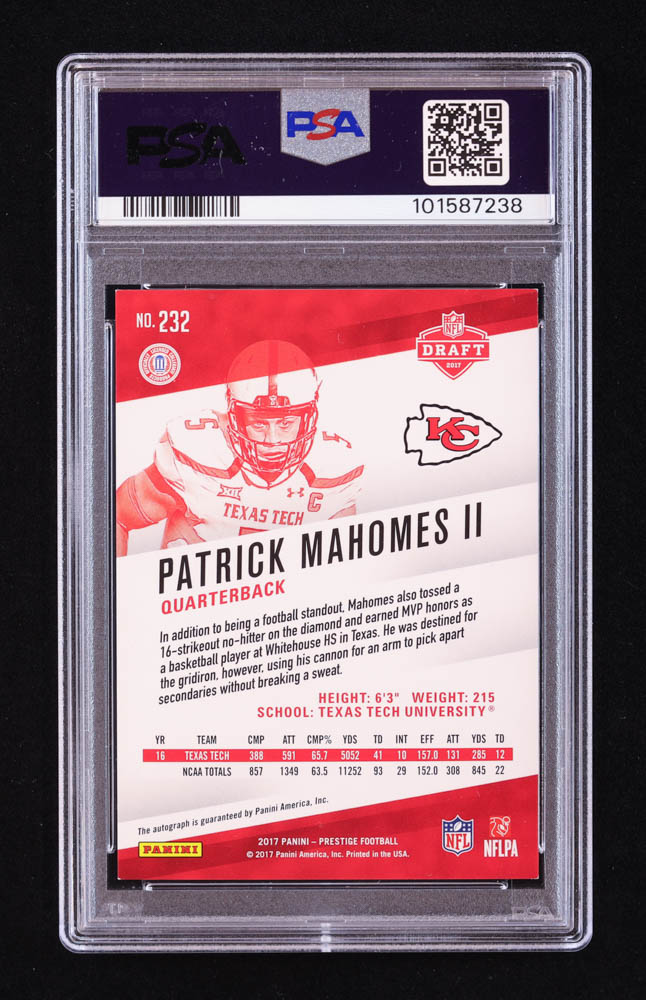 Patrick Mahomes II 2017 Panini Prestige Purple X/P Signatures #232 RC ...