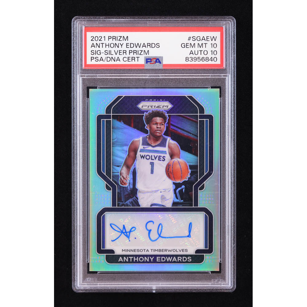 Anthony Edwards 2021 Prizm Silver Prizm Signatures #SGAEW (PSA 10 ...