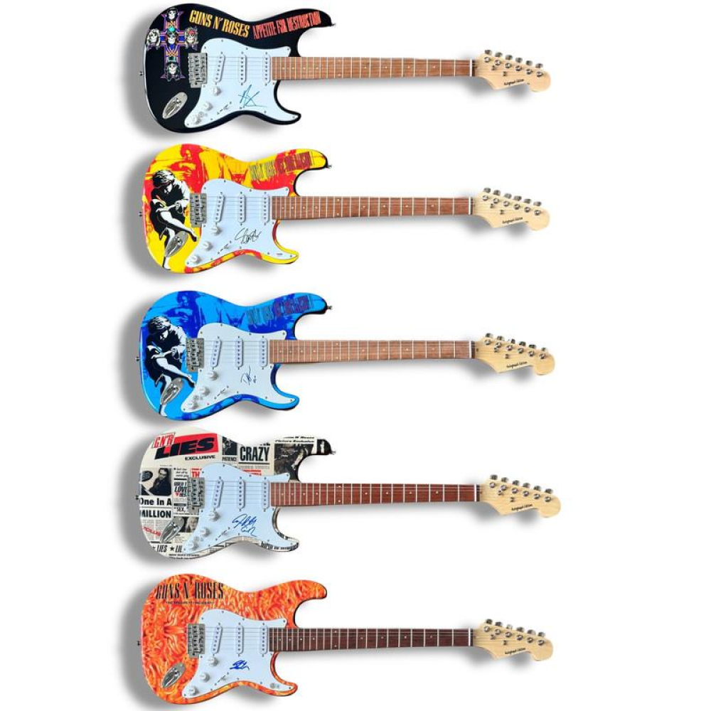 "Guns N' Roses" Set of 5 Custom Stratocaster Electric Guitars Band ...