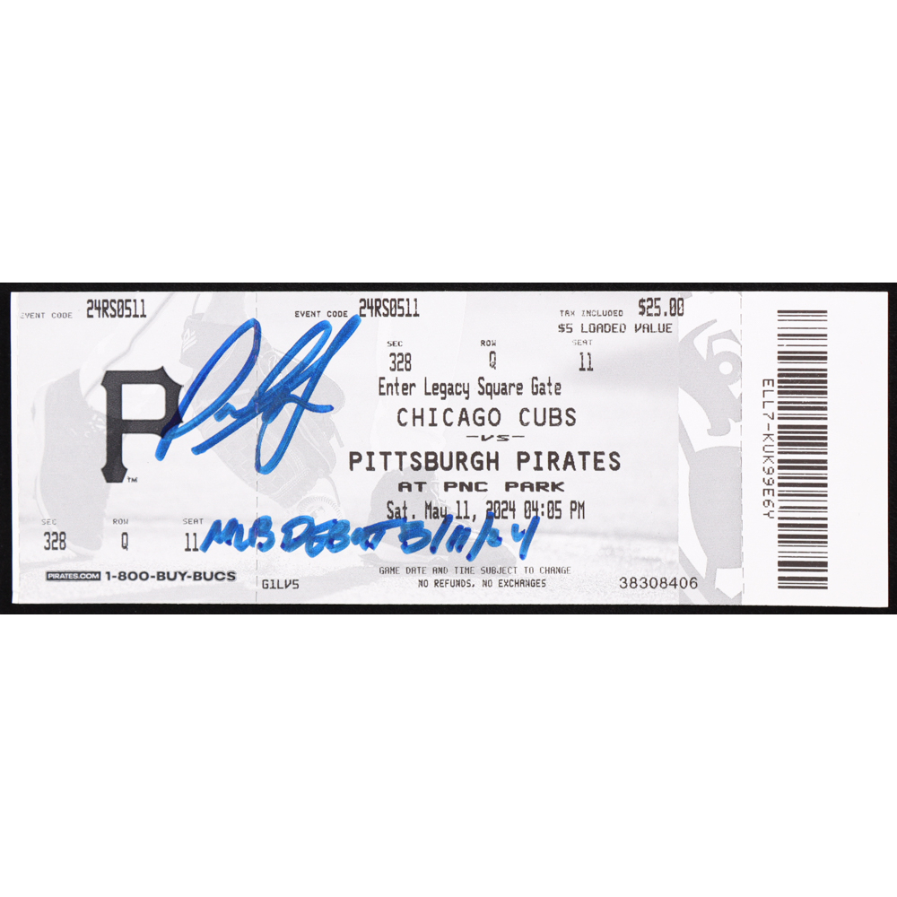 Paul Skenes Signed 2024 MLB Debut / First Win Ticket Inscribed "MLB ...