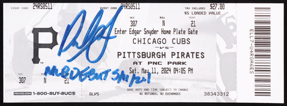 Paul Skenes Signed 2024 MLB Debut / First Win Ticket Inscribed "MLB ...