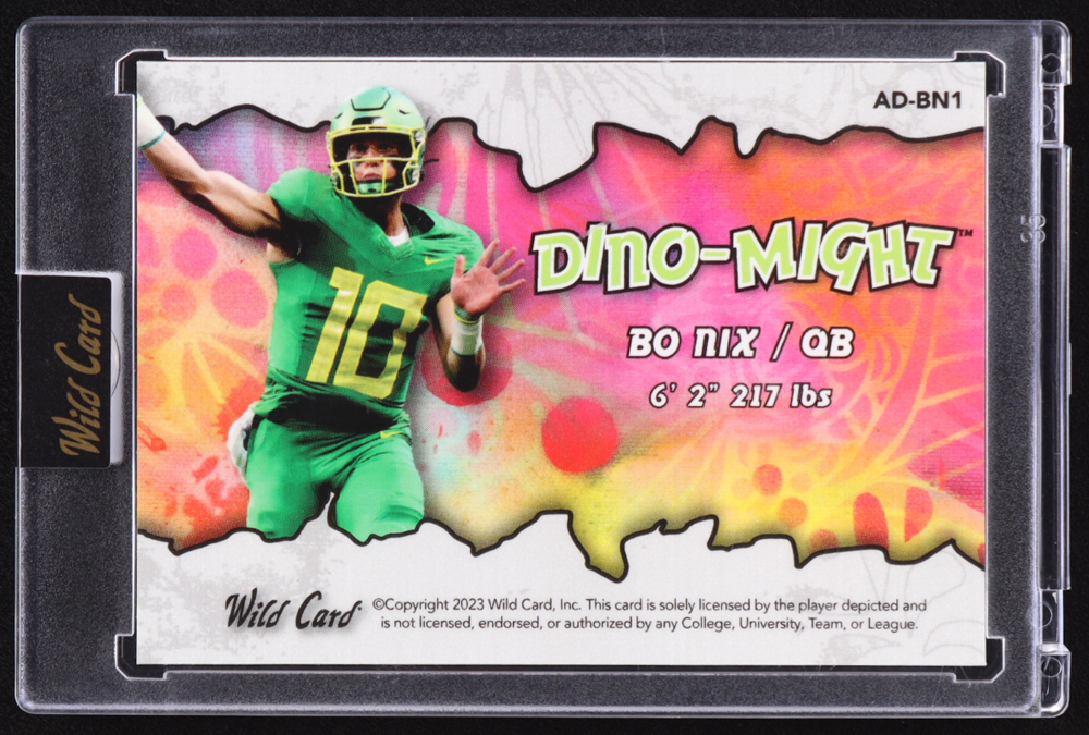 Bo Nix 2023 Wild Card Alumination Dino-Might Mojo Platinum Blue #ADBN1 ...