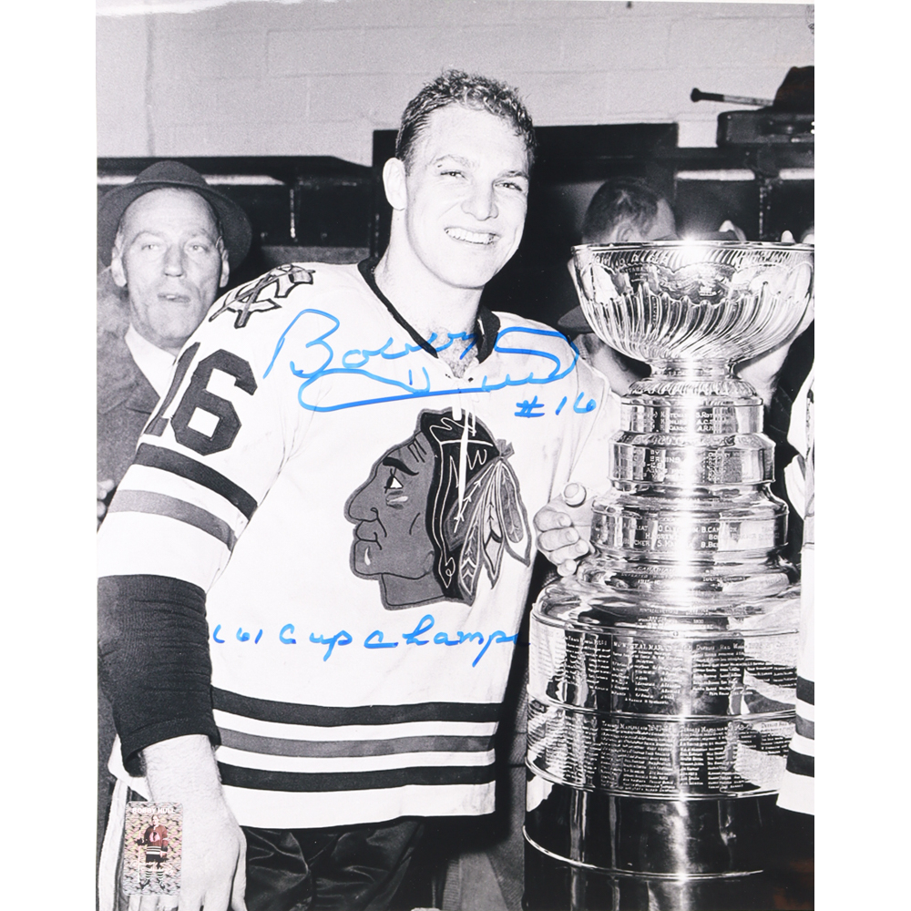 Bobby Hull Signed Blackhawks 8x10 Photo Inscribed "61 Cup Champs" (Hull ...