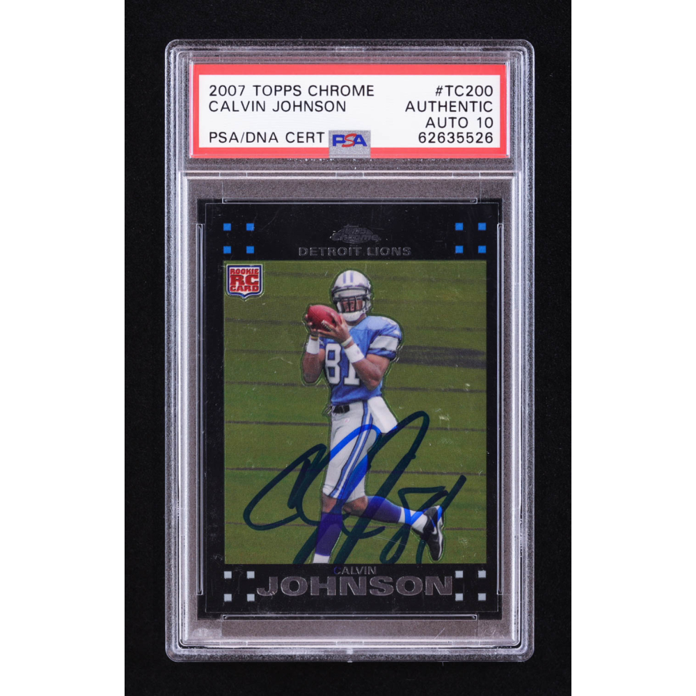 Calvin Johnson Signed 2007 Topps Chrome #TC200 RC (PSA | Auto 10 ...