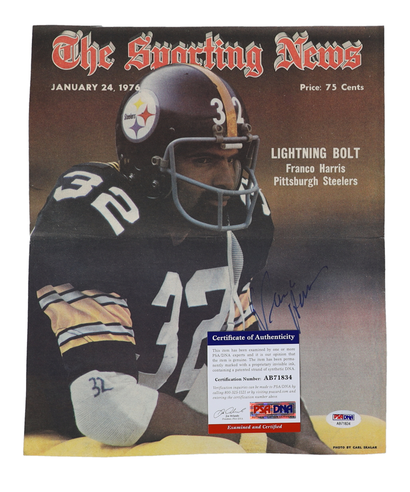 Franco Harris Signed 1976 "The Sporting News" Newspaper Cut (PSA ...