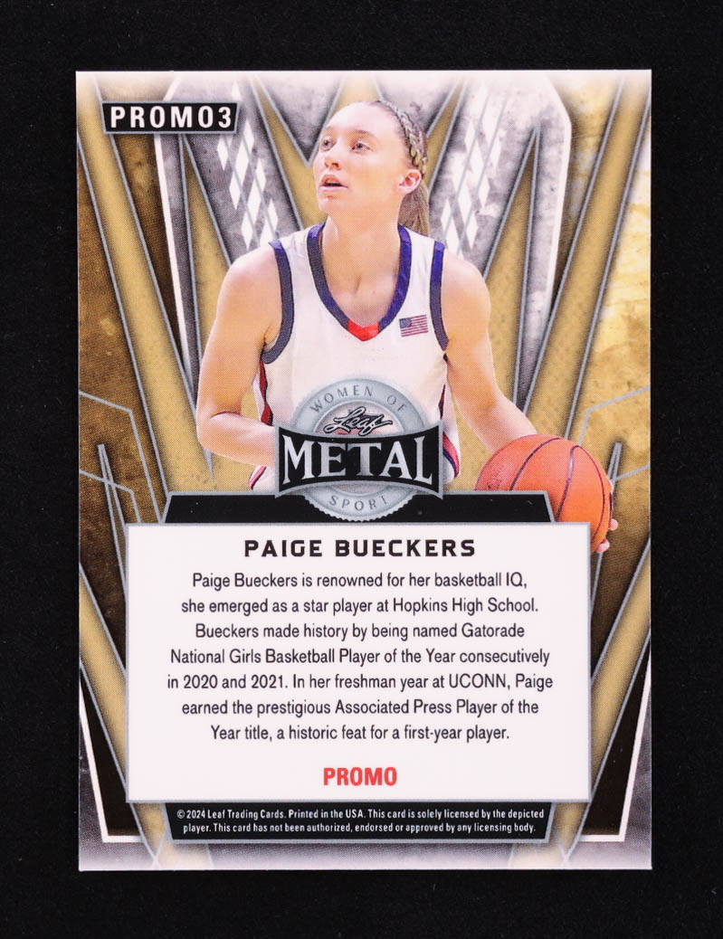 Paige Bueckers 2024 Leaf Metal Women of Sport Promos Prismatic Oil ...